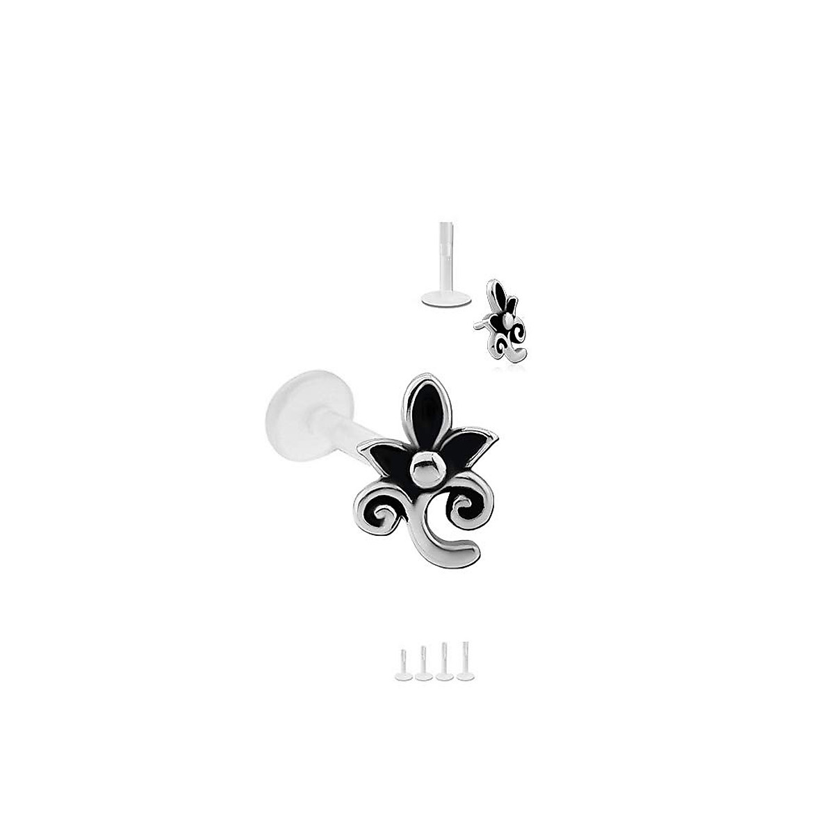 Bioflex Nose Screw Ring 316L Surgical Steel 1/4" 6mm Post Flower 18G