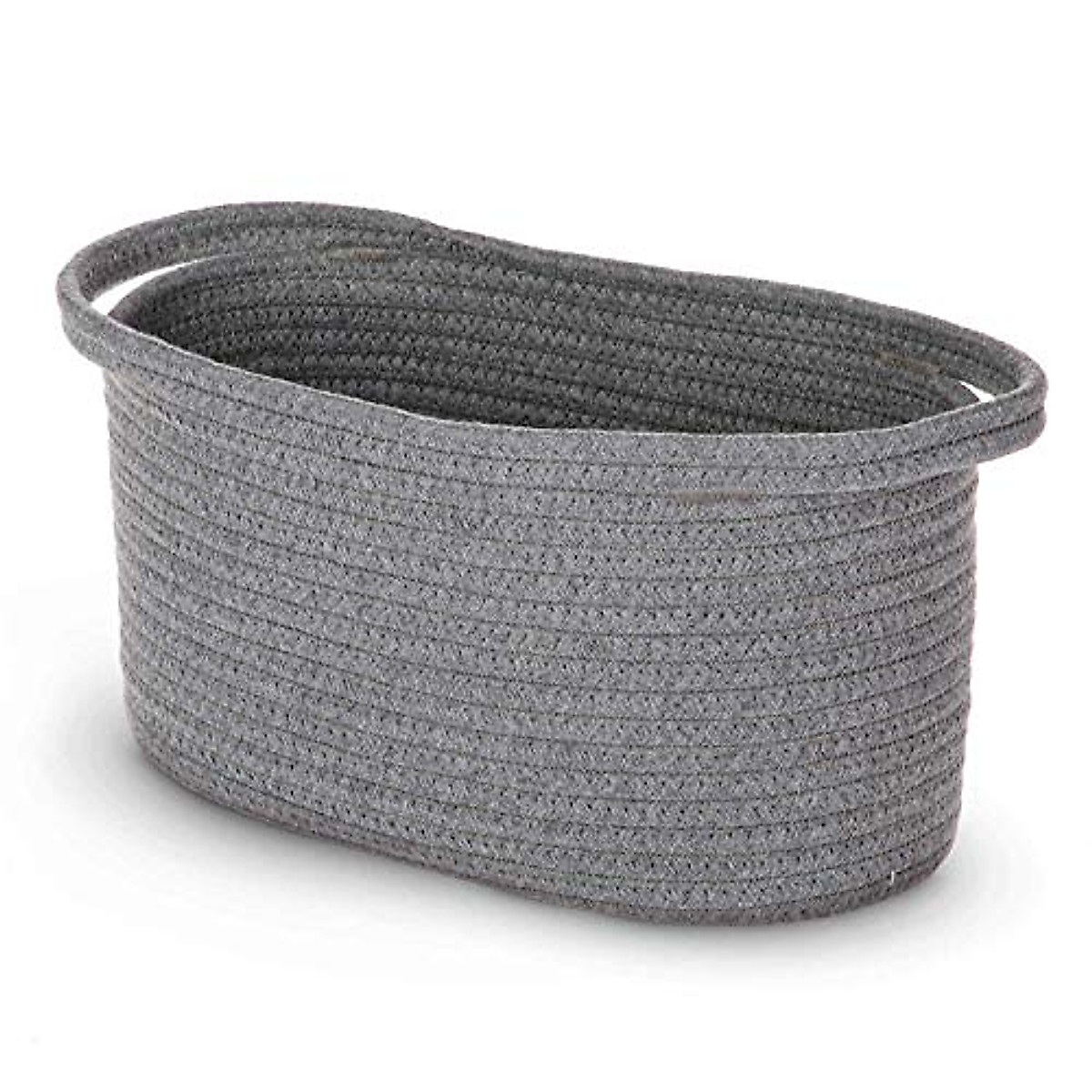 Home Zone Living Woven Basket for Home Storage with 2 Cotton Rope Handles, 100% Cotton, 14.00” x 7.00” x 7.00”, Gray, VS19578E