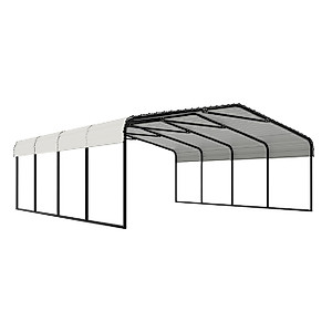 MUPATER Outdoor Carport, 20' x 20' Heavy Duty Canopy for Garage, Car Garage Shelter with Metal Roof and Frame for Car, White