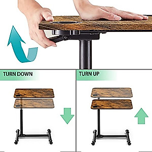 ETHU Overbed Table with Wheels, Upgrade Adjustable Hospital Bed Table, Rolling Tray Table, Overbed Bedside Rolling Laptop Table for Home & Medical