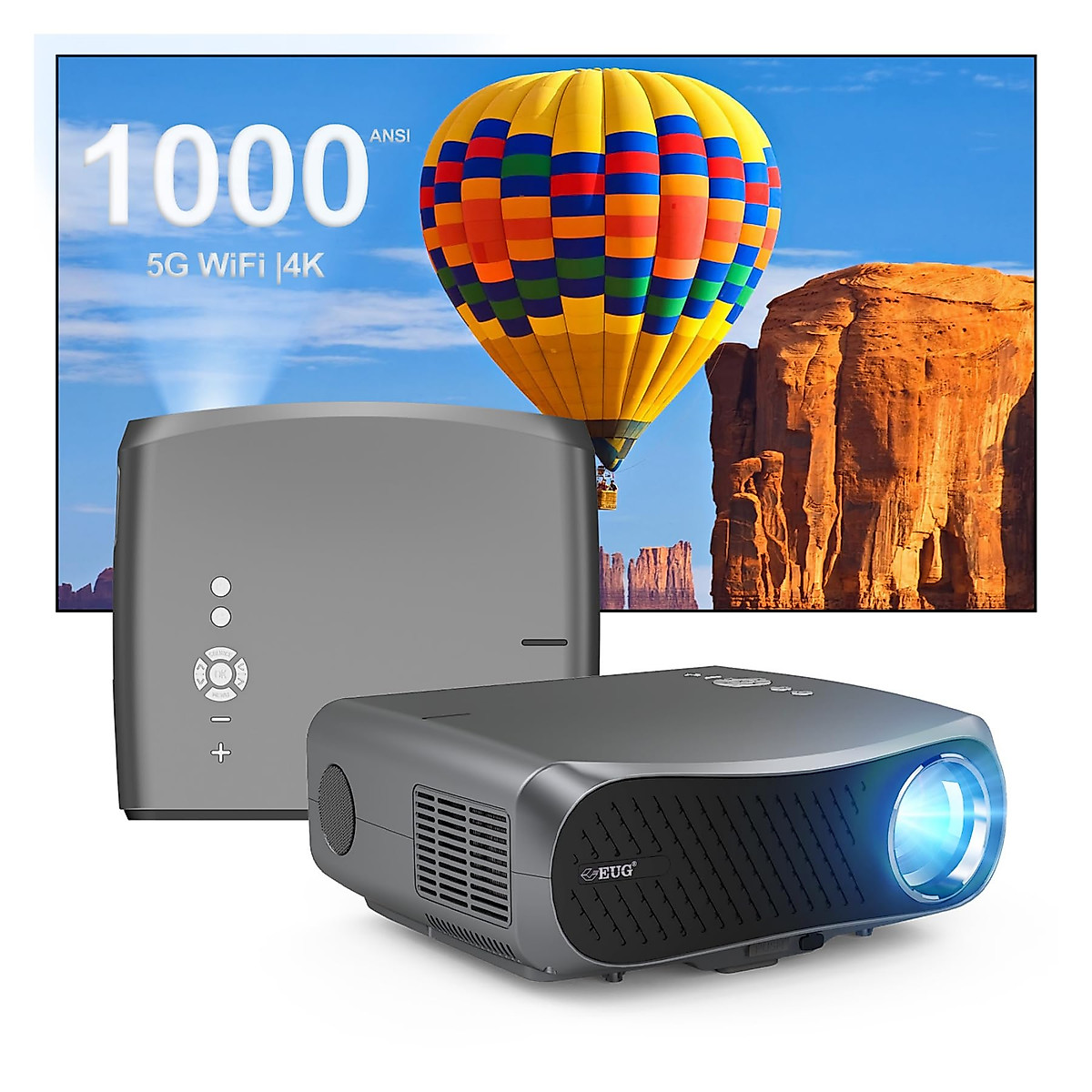 1080P Native 5G WiFi Projector with Bluetooth AI Android 4K Supported 10,000Lumen Ultra HD Smart Projectors Wireless Phone Cast Outdoor/Home Theater System 2G+16G