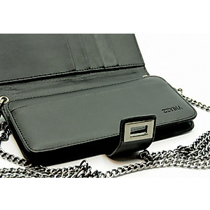 ZZYBIA® Crossbody/Wristlet Clutch 2 Way Coin Zip Mobile Case Wallet Card Holder with Detechable Long Chain for Universal fit Most Smartphones up to 6.5" x 3.5"