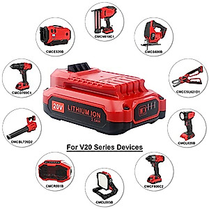 Biswaye 20V MAX Battery CMCB202 Replacement for Craftsman V20 Lithium Ion Battery CMCB204 CMCB202 CMCB201 (for All V20* Cordless Tools) CMCS300B CMCG400B CMCB104 CMCK700D2 CMCD700C1 CMCS714M1 CMCL030B