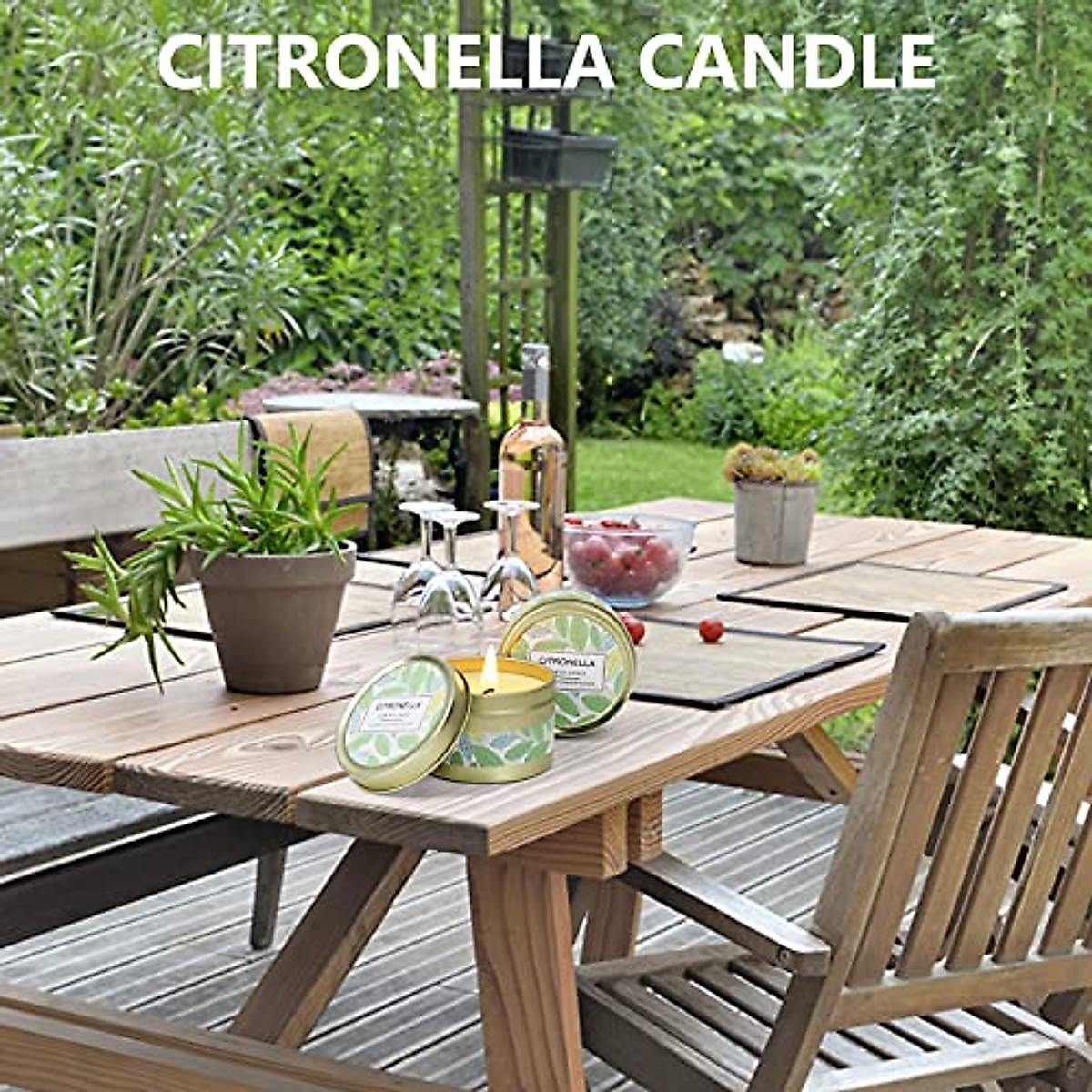 Citronella Candles Outdoor, Scented Candles Natural Citronella Soy Wax Candles, Travel Tin Candle Set, Lemongrass Candles for Camping, Backyards, Indoor (6x2.5oz)