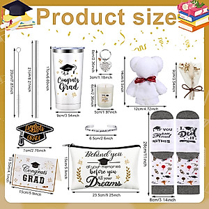 Gerrii 10 Pcs 2024 Graduation Gift Set Congrats Gift Box Include Steel Tumbler Towel Candle Socks Keychain and Flower for Girl Women Girlfriend Sister College School Birthday Gifts