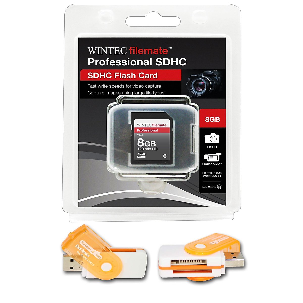 8GB Class 10 SDHC High Speed Memory Card for PENTAX Digital Camera DL IST DS E30. Perfect for high-Speed Shooting and Filming in HD. Comes with Hot Deals 4 Less All in One Swivel USB Card Reader.