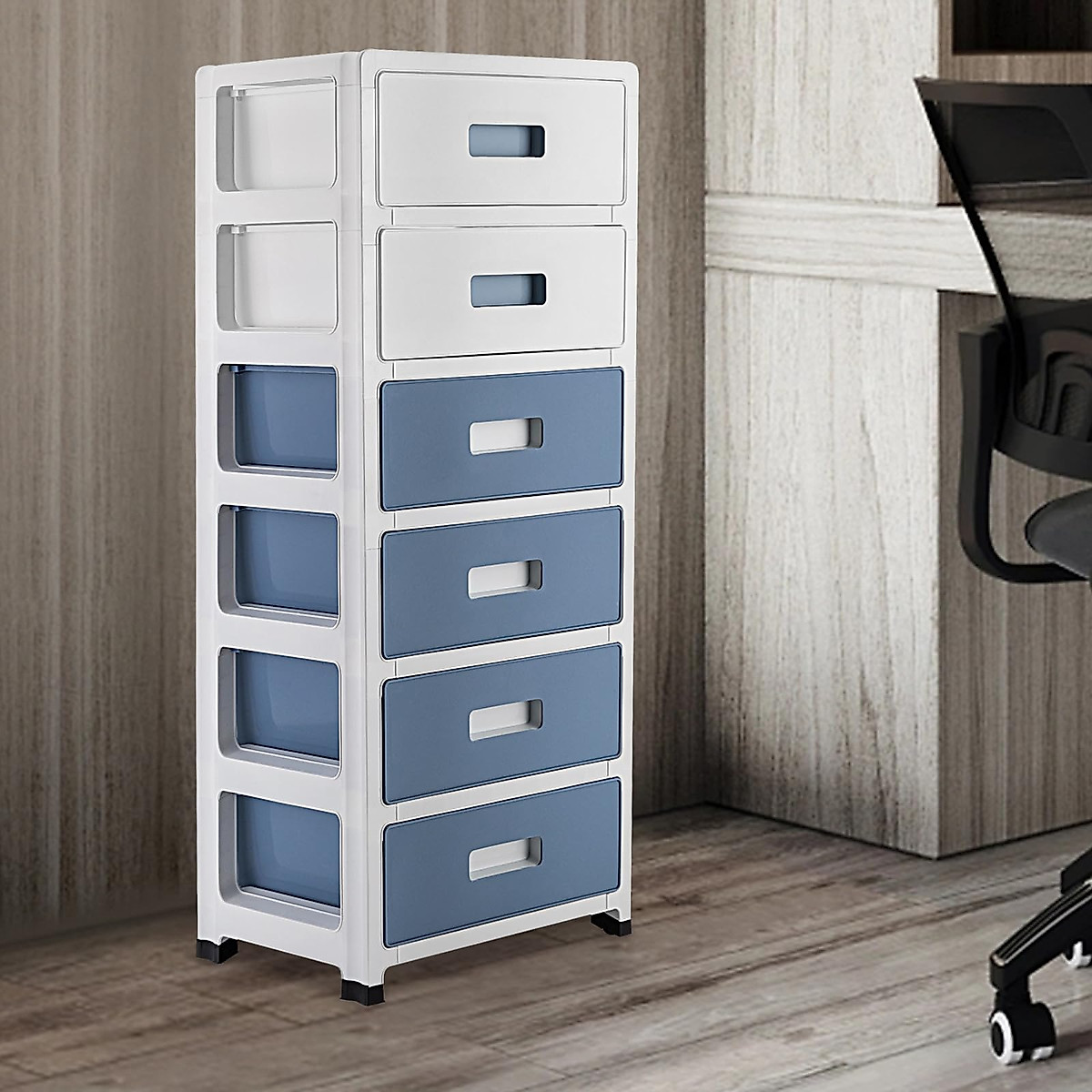 KONGKUNI 6 Drawer Rolling Storage Cart with Wheels, Stackable Drawer Storage Organizer, Multifunctional Utility Cart Plastic Storage Trolley,Organize Files Supplies for School Office Home