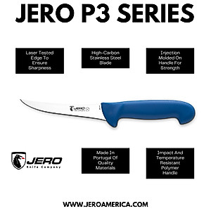 Jero P3 Series Butcher And BBQ Knife Set - 10 Inch Cimeter - 8 Inch Breaking and Trim - 5 Inch Curved Boning - 3-Piece Meat Processing Set
