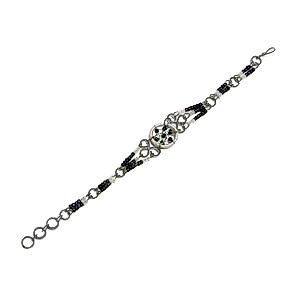 Mia Jewel Shop Round Thread Dream Catcher Multicolored Seed Beaded Silver Metal Chain Bracelet - Womens Southwest Fashion Handmade Jewelry Boho Accessories (White/Black/Sparkle)