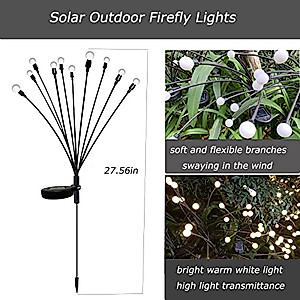 THOOKE Firefly Lights Solar Outdoor, 4 Pack 10LED Vibrant Solar Powered Outdoor Garden Waterproof Patio Lights for Yard/Outside, Swaying Landscape Path Lights for Pathway Decorations