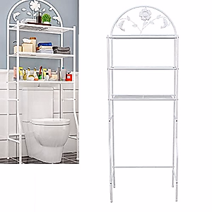 Xuthusman Over The Toilet Storage Rack 3 Tier Space Saver Rack Metal Bathroom Shelf Organizer White 70.9 * 24.4 * 12.6in (White)