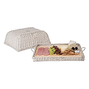 KOUBOO Rattan Breakfast Serving Tray, One Size, White