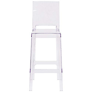 Flash Furniture 4 Pack Ghost Barstool with Square Back in Transparent Crystal