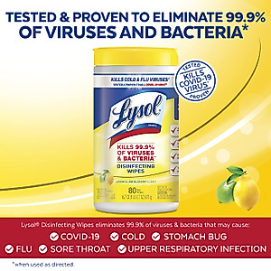 Lysol Disinfectant Wipes, Multi-Surface Antibacterial Cleaning Wipes, For Disinfecting and Cleaning, Lemon and Lime Blossom, 80 Count (Pack of 2)​