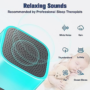 Buffbee Sound Machine with Night Light, 20 Soothing Sleep Sounds, Customizable Glow Lights with 10 Colors, Battery or AC Adapter Powered, Non-Looping White Noise for Kids, Adults and Baby