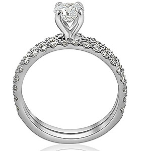 1 ct Diamond Engagement Wedding Ring French Pave Set 14k White Gold - Size 9