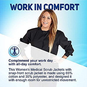 M&M SCRUBS Women's Scrub Jacket Medical Scrub Jacket L Black