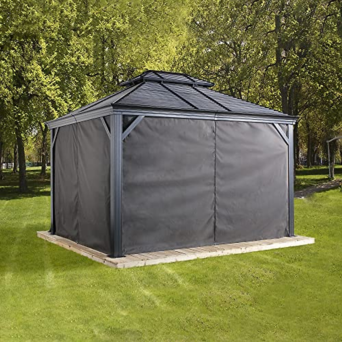 Sojag Accessories Set of 4 12' x 14' Curtains for Monaco/Messina/Mykonos Outdoor Gazebo Models, Grey