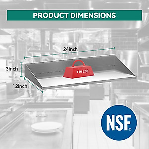 YITAHOME Stainless Steel Shelf 12 x 24 Inches, Wall Mount Metal Floating Sheld with Transparent Silicone Mat, NSF Commercial Kitchen Shelving Rack for Storage, Restaurant, Home, Hotel, Garage