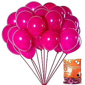 Party Balloons Hot Pink Latex Balloons 70pcs 12inch Wedding Kid’s Birthday Bride Bachelorette Party Decorations(with Hot Pink Ribbon)