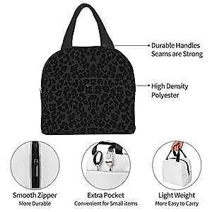 Lunch Bag for Women Men Cheetah Black Leopard Insulated Lunch Box for Adult Reusable Lunch Tote Bag for Work Picnic or Travel