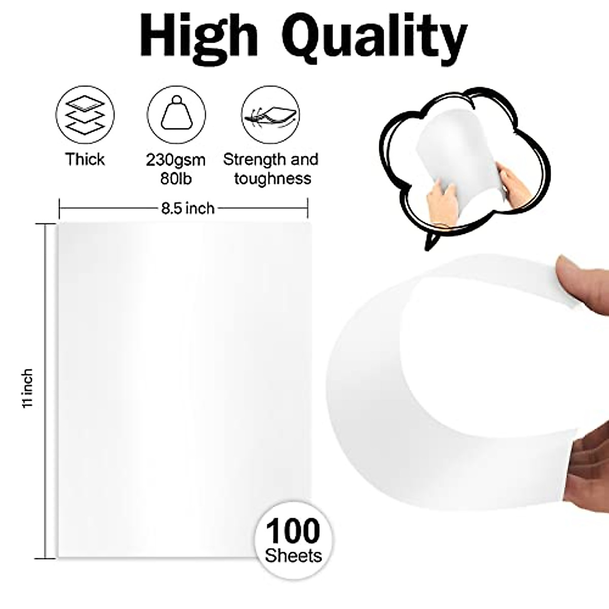 100 Sheets White Shimmer Cardstock 8.5 x 11 Certificate Paper, Goefun 80lb Pearlescent Paper for Invitations, Certificates, Crafts, DIY Cards
