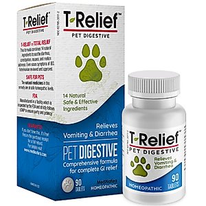T-Relief Pet Digestive Complete GI Relief for Dog & Cat Soothing Aloe + 13 Natural Homeopathic Actives Help Calm Nausea & Diarrhea from Mild Illness Food Stress or Motion Sickness - 90 Tablets