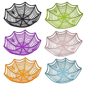 HEKEDES 6 Pcs Halloween Candy Bowl Set, Spider Web Halloween Candy Basket Halloween Tableware Decorations for Table Desk Haunted House Trick Or Treat Party Supplies Favors