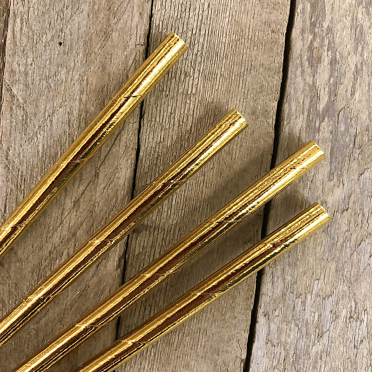 Gold Foil Paper Straws - Wedding Supply - Solid Color Drinking Straws - 7.75 Inches - 50 Pack Outside the Box Papers Brand