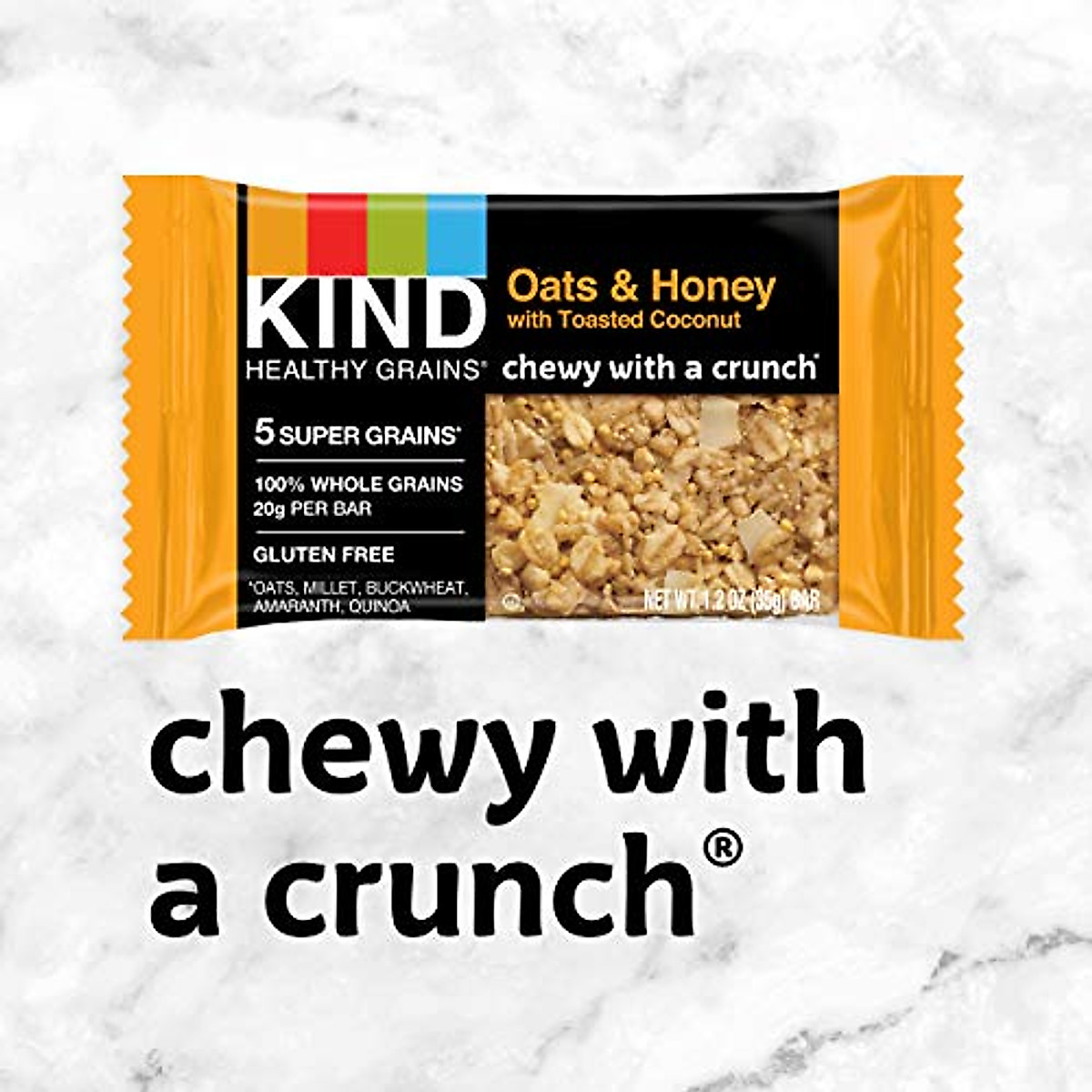 KIND Healthy Grains Bars, Oats & Honey With Toasted Coconut, Healthy Snacks, Gluten Free, 40 Count