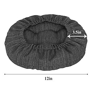 baibu Stool Covers Round, Super Soft Round Bar Stool Cushion Covers Seat Cushion - One Cushion Only（Gray-Black,12" (30 cm)