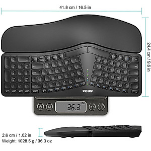 Arteck Split Ergonomic Keyboard with Cushioned Wrist and Palm Rest, 2.4G USB Wireless Comfortable Natural Ergonomic Split Keyboard, for Windows Computer Desktop Laptop