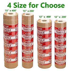 Besitek Honeycomb Packing Paper Wrap 15" x200' Sustainable Alternative to Bubble Cushioning Wrap for Moving/shipping/packing Roll with 20 Fragile Sticker Biodegradable & Fully Recylable