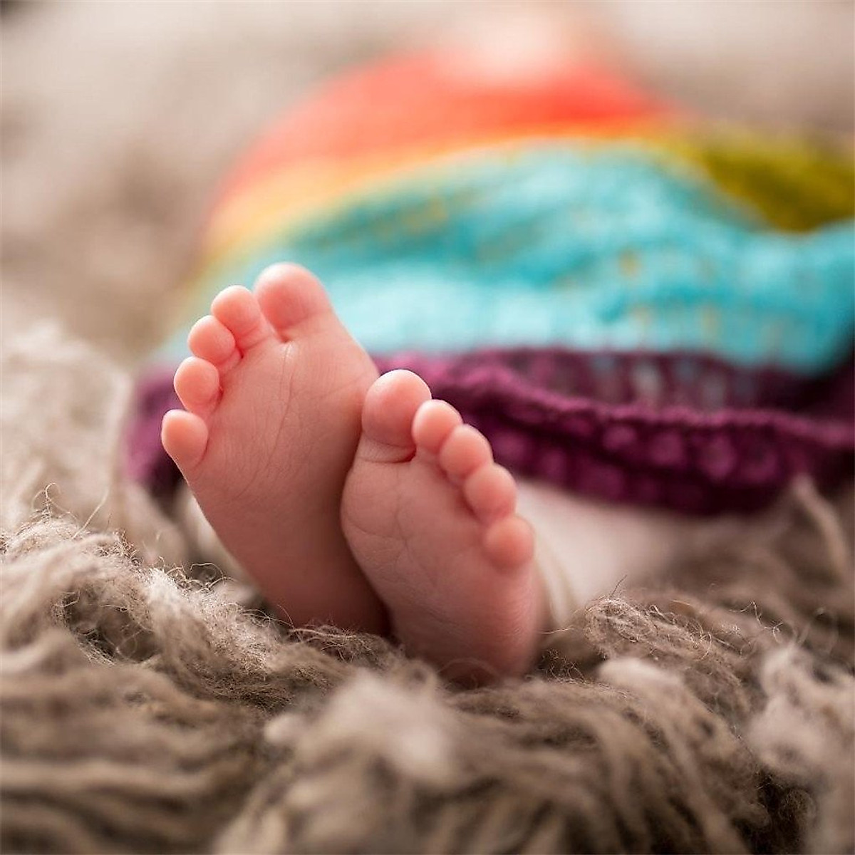 Newborn Baby Stretch Knit Wrap,Photography Photo Props Rainbow Tassel Blanket Include Headband