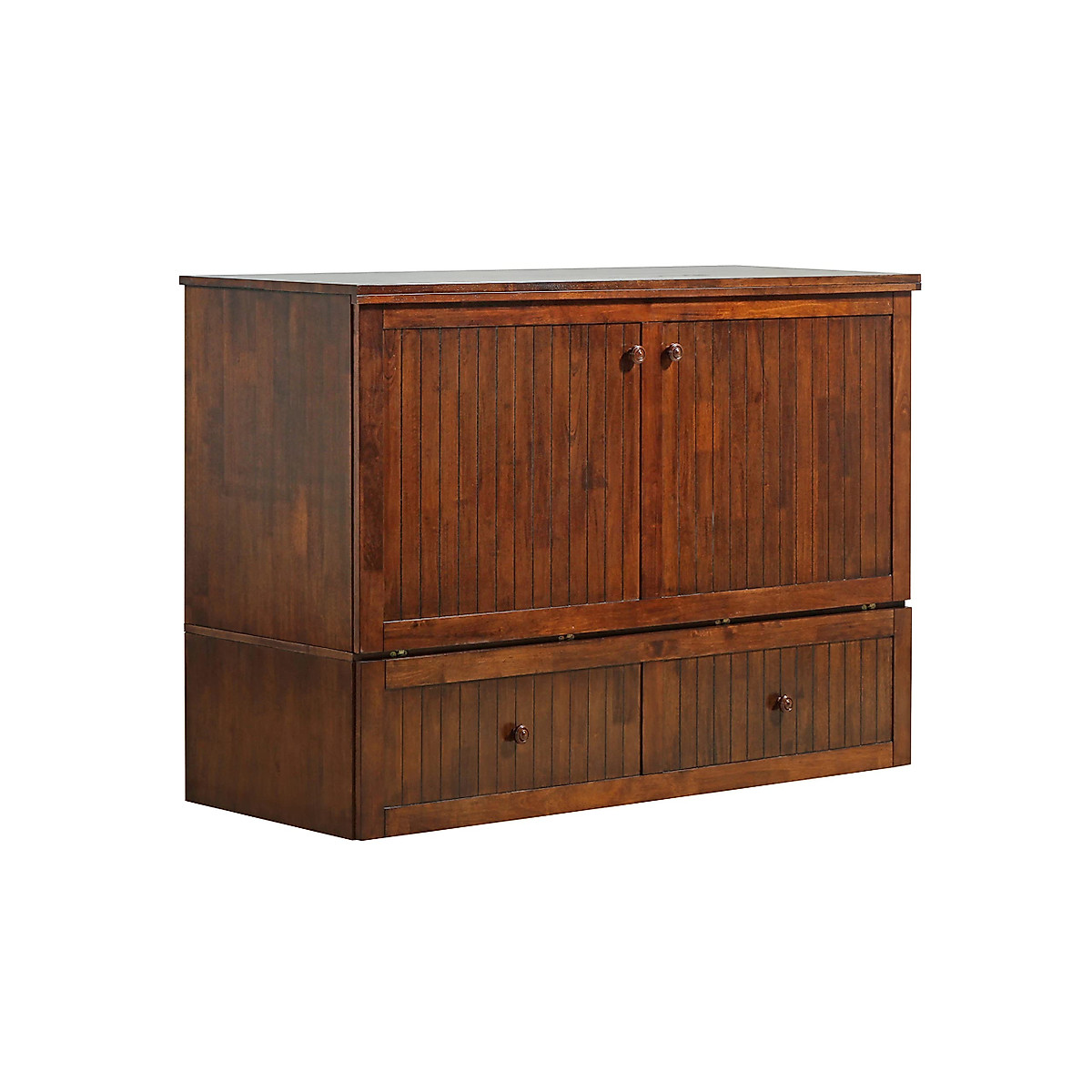 Murphybedz Tuscany Murphy Cabinet Chest Bed with Charging Station 6 Inch, Queen (Tobacco)