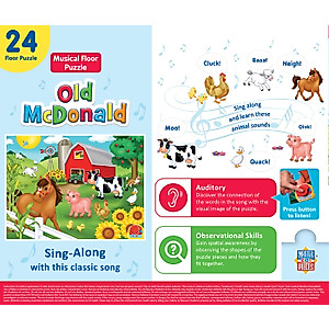 Masterpieces 24 Piece Old McDonald Sing-A-Long Sound Floor Puzzle for Kids - 18"x24"
