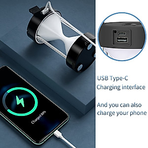 Camping Lantern Solar Rechargeable with Phone Charger,Mukkuri LED Lantern Flashlight 2 Power Supply Modes Survival Kit for Emergency, Hurricane,