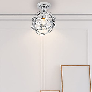 Catalina 10.75" Colton Orbit Chrome Metal Orb Semi Flushmount Ceiling Light