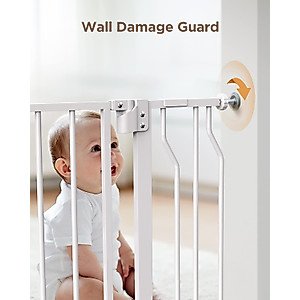 Ciays Baby Gate 29.5” to 41.3”, 30-in Height Extra Wide Dog Gate for Stairs, Doorways and House, Auto-Close Safety Metal Pet Gate for Dogs with Alarm, Pressure Mounted, White