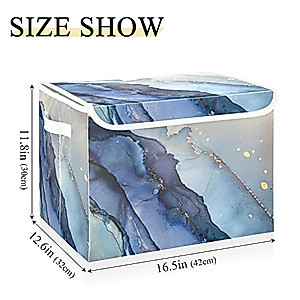 RunningBear Abstract Blue Art Large Storage Bins with Lid Collapsible Storage Bin Closet Storage Bins Decorative Storage Boxes for Room Bedroom