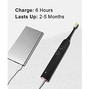 north lover Smart Sonic Rechargeable Electric Toothbrush with 4 Replacements (Black)