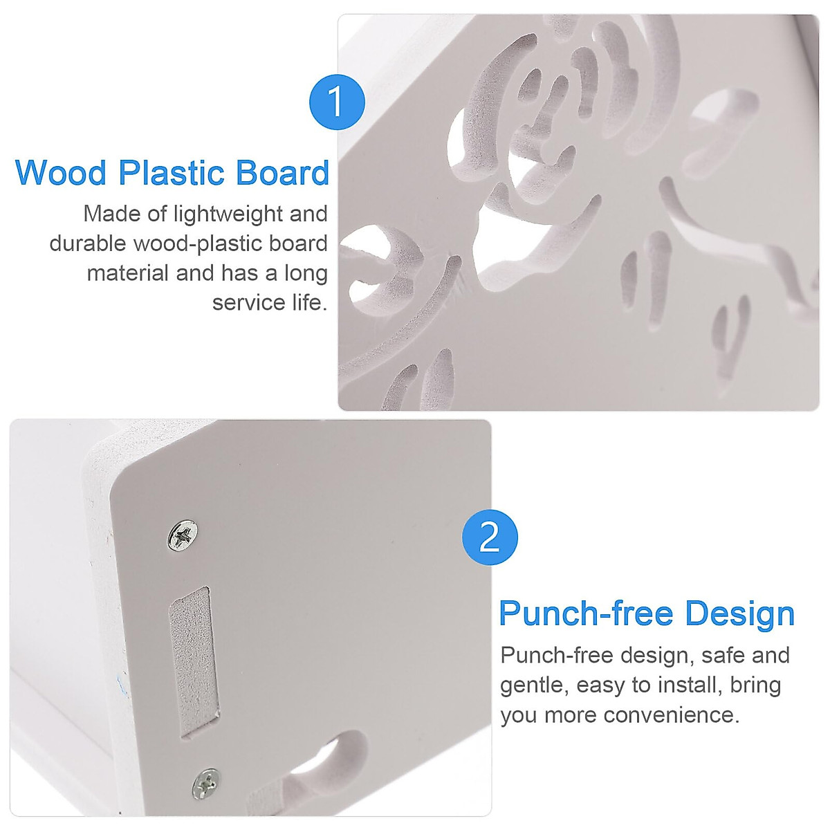 DOITOOL Router Holder Wall Mount WiFi Router Modem Cable Power Plug Wire Storage Boxes Cord Management Container for Home Living WiFi