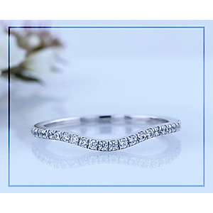 Dazzlingrock Collection 0.30 Carat (ctw) Round White Cubic Zirconia Contour Anniversray Wedding Band for Women in 10K White Gold Size 6