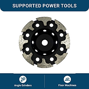 Benchmark Abrasives 4” Threaded T-Type Diamond Grinding Cup Wheel for Angle Grinder with 5/8"-11 Arbor Hole Use on Concrete, Granite, Marble, Masonry, Natural Stone (4”)