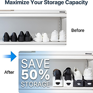 I M HOME LIVING - Value Pack Shoe Slot Organizer 10-Piece Space-Saving Shoe Holders for Maximum Storage(10, White)