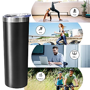 FristChoice 20 oz Skinny Tumbler with Lid and Straw,Stainless Steel Vacuum Insulated Tumbler Cup Double Wall Leak-proof Coffee Mug,Travel Thermal Water Tumbler for Home,Office,Outdoor(Black,1)