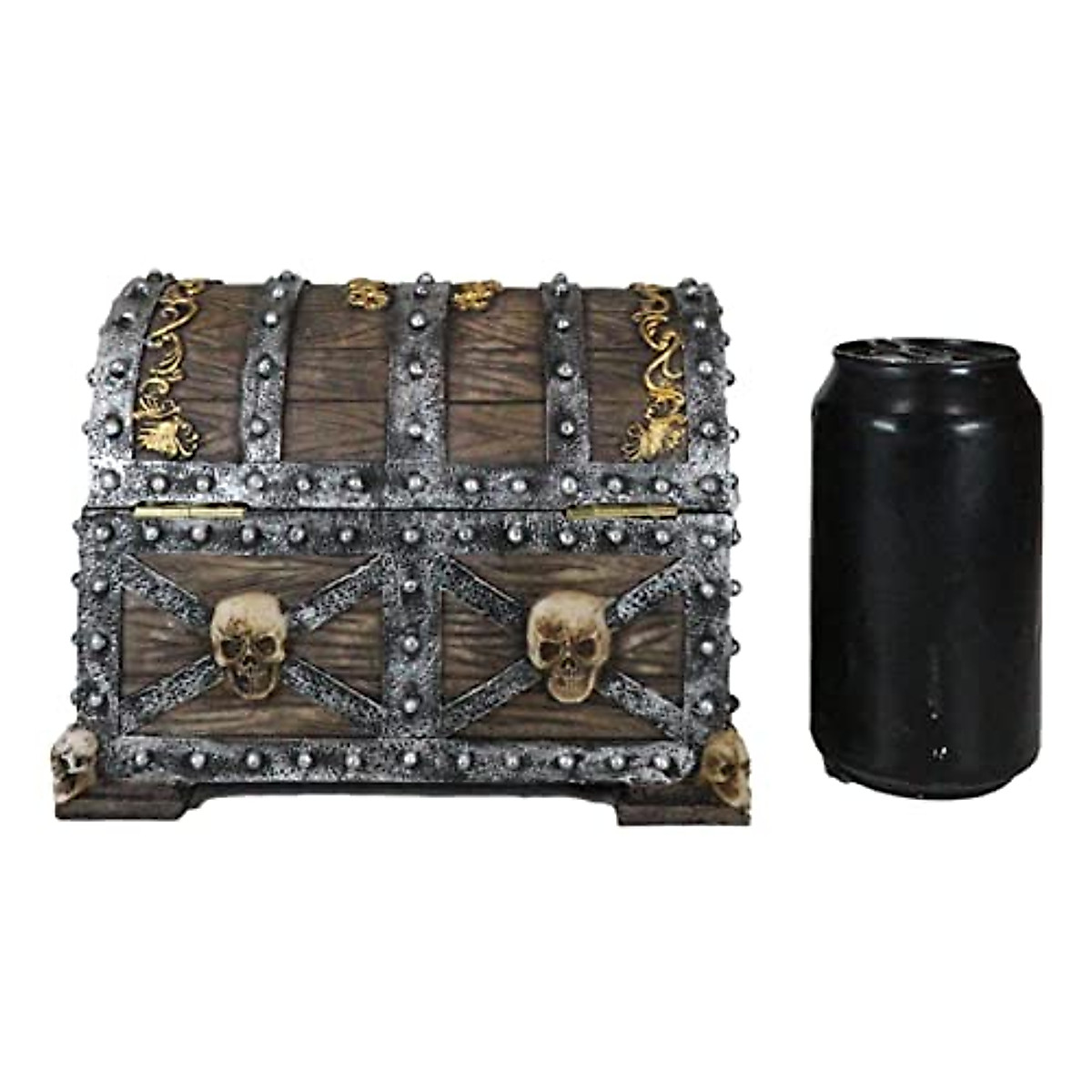 Ebros Large Pirate Ghosts Of The Caribbean Pirate Marauder Skull With Criss Cross Blades Treasure Chest Box Jewelry Box Figurine 7.25"Long
