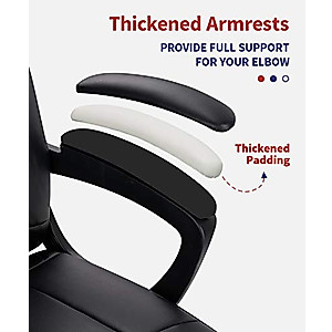 CLATINA Leather Office Executive Chair, Mid Back Computer Desk Chair with Lumbar Support and Padded Armrests, Ergonomic Adjustable Swivel Chair for Home, Black