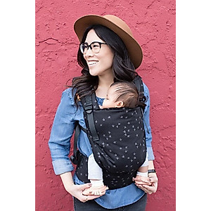 Baby Tula Discover Free-to-Grow Baby Carrier, Adjustable Newborn to Toddler Carrier, Ergonomic and Multiple Positions for 7 - 45 pounds, Black with Gray Stars