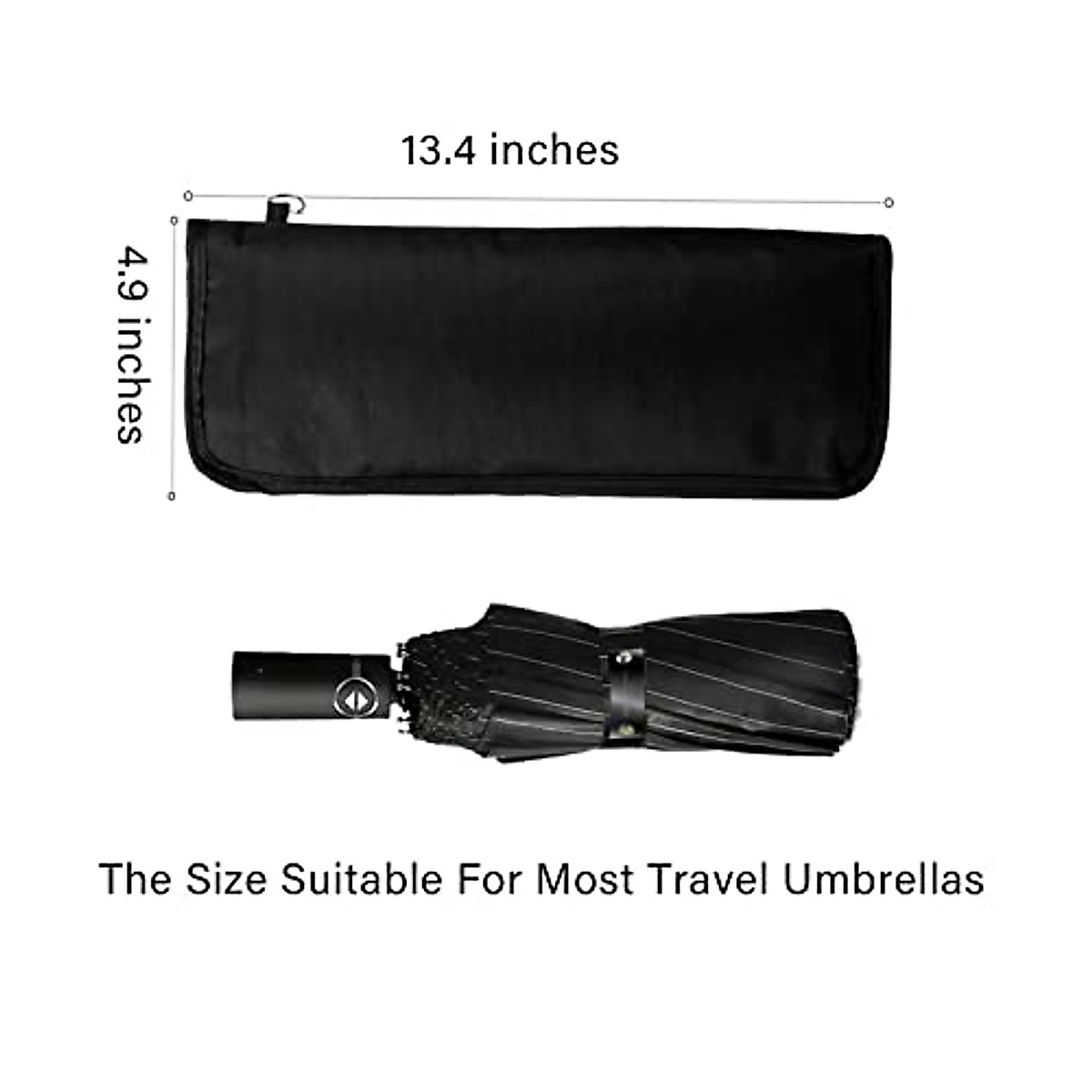 NNIAN Wet Umbrellas Bags for Travel Umbrellas, Thicker Chenille Super Water Absorption Compact Folding Sleeves Covers, Waterproof Oxford Cloth Portable Cases Work and School (13.4x5 inches, Black)